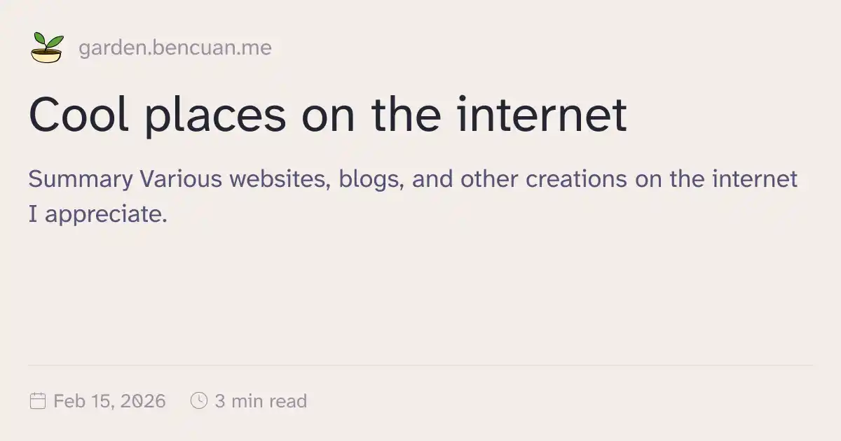 Cool places on the internet